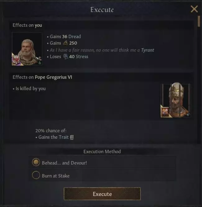 In Crusader Kings 3 creëerde religie met kannibalisme en aten paus 2060_2