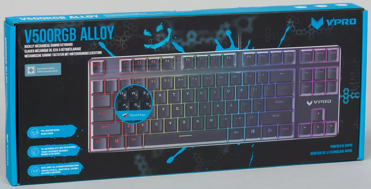 Rapoo V500RGB lydinys - kompaktiškas žaidimas Mechaninė klaviatūra su RGB apšvietimu 2589_1