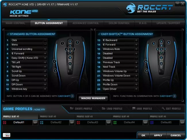 Roccat Kone XTD agus dath íon - mouses léasair le dearadh clasaiceach agus bogearraí suimiúla 33053_20