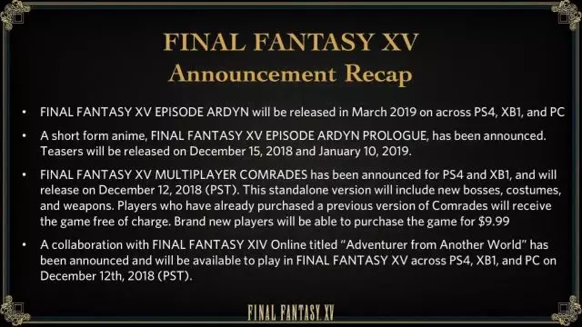 Square Enix cancelou três adições para Final Fantasy XV, Tabata de Hadzime ido da empresa 33389_2