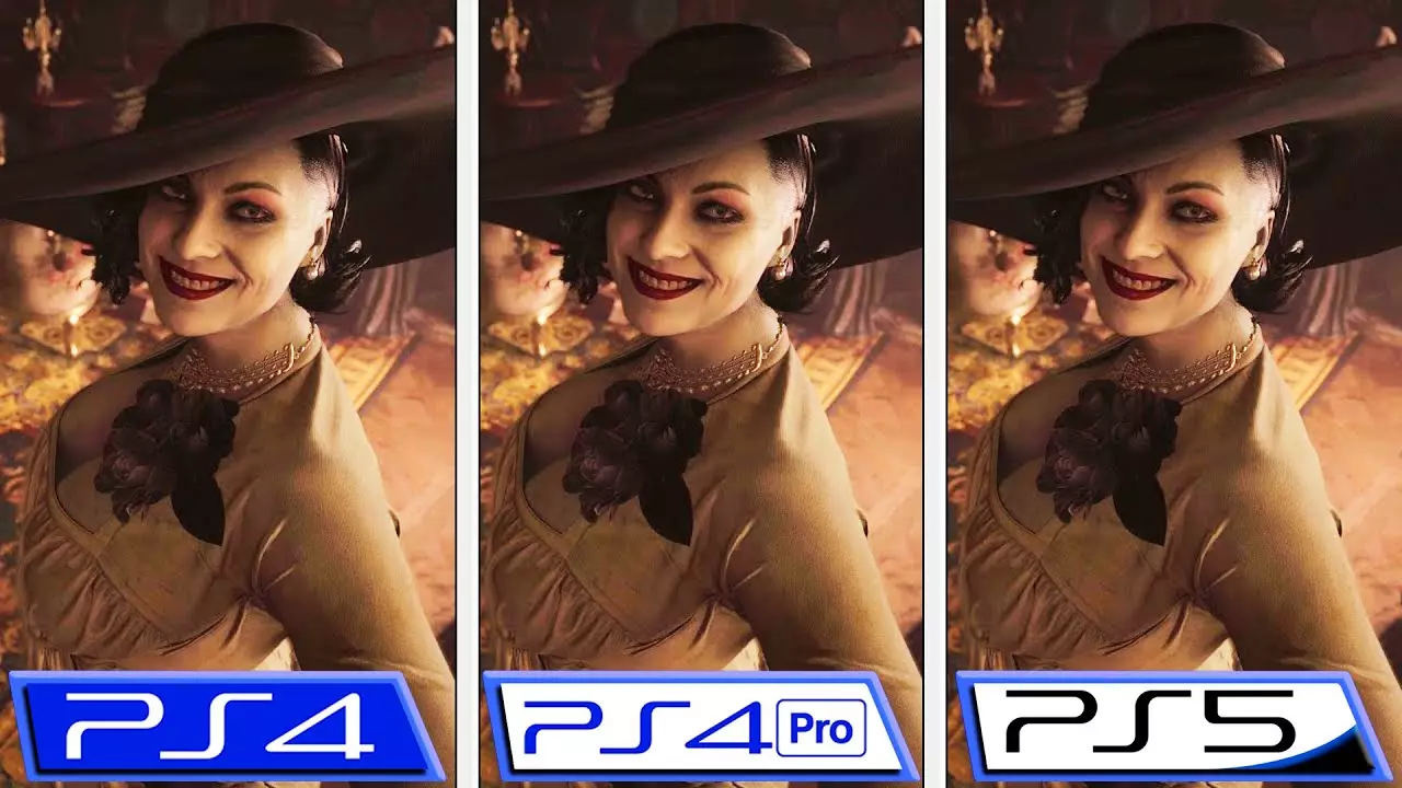 Üç nəsil üçün Lady Dimitreska. Müqayisə PS4 Qrafika, PS4 Pro və PS5 versiyalarında Resident Pis kənd