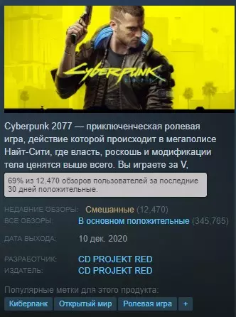 Ocena nedavnih pregledov Cyberpunk 2077 v pare pare. Igralci so nesrečni s Silenco CDPR 7500_2